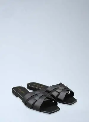 Saint Laurent Tribute Leather Sandals - Black