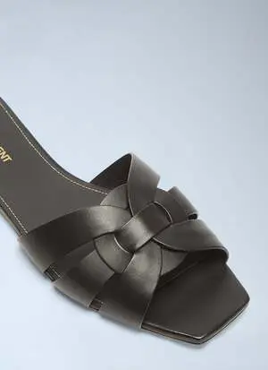 Saint Laurent Tribute Leather Sandals - Black