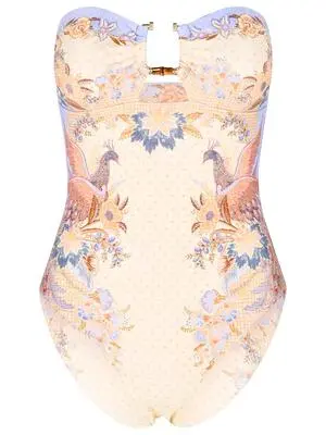Zimmermann Indra Bamboo Finish One-piece Swimsuit - Cream
