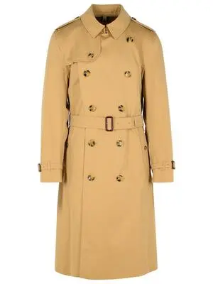 Burberry Long 'kensington' Beige Cotton Trench Coat - Cream