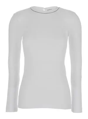Brunello Cucinelli Monile-embellished Long Sleeve Cotton T-shirt - White