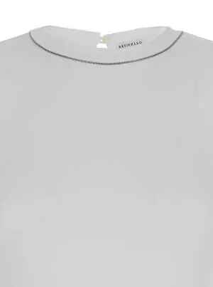 Brunello Cucinelli Monile-embellished Long Sleeve Cotton T-shirt - White