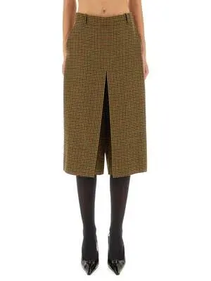 Saint Laurent Wool Check Culottes - Brown