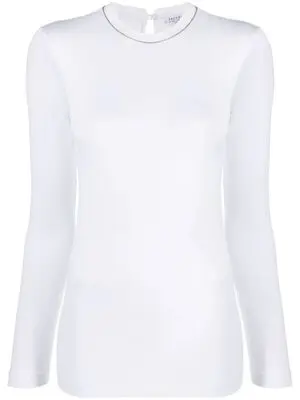 BRUNELLO CUCINELLI Brunello Cucinelli Women Chain Collar Long-Sleeved Fitted Top