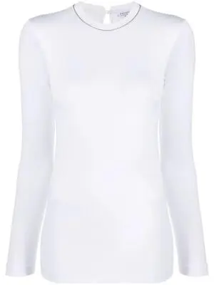 BRUNELLO CUCINELLI BRUNELLO CUCINELLI Chain Collar Long-Sleeved Fitted Top