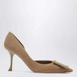 ROGER VIVIER Viv Ville D'orsay Suede Pumps - Cream
