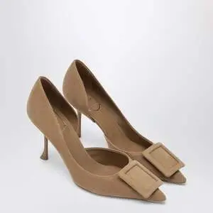 ROGER VIVIER Viv Ville D'orsay Suede Pumps - Cream