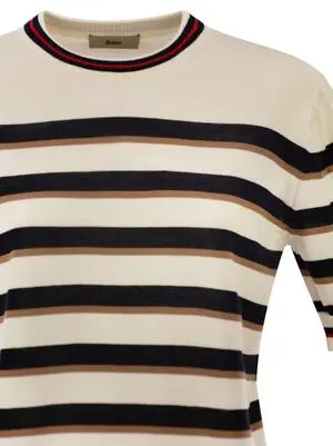 Herno Short-sleeved Striped Cotton Jumper - Multicolor