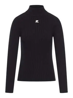 COURREGES Rib Knit Mockneck Sweater - Black