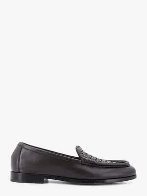 Bottega Veneta Silenzio Leather Loafers With Intrecciato Motif - Multicolor