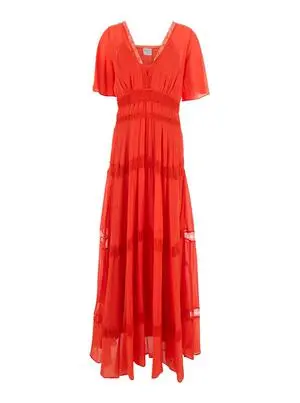 FORTE_FORTE Cotton Silk Lace Detailed Maxi Dress - Multicolor