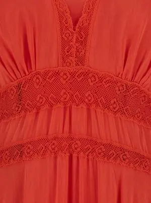FORTE_FORTE Cotton Silk Lace Detailed Maxi Dress - Multicolor