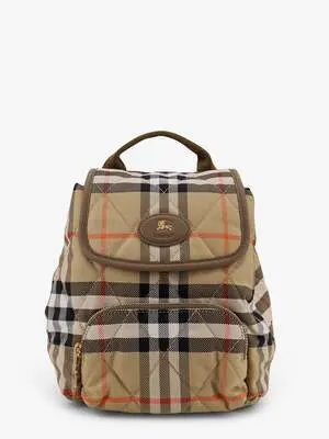 Burberry Horseshoe Nylon Backpack With Check Pattern - Cream