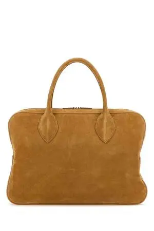FERRAGAMO Camel Suede Medium Handbag
