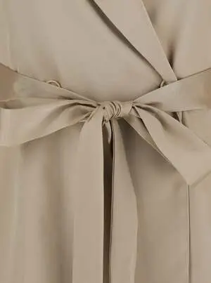 P.a.r.o.s.h Double-breasted Jacket With Notched Revers And Front Belt In Beige Tech Fabric For - Cream