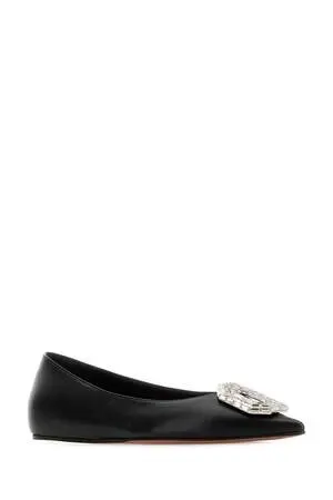 Amina Muaddi Camelia Flat Nappa Black White Buc