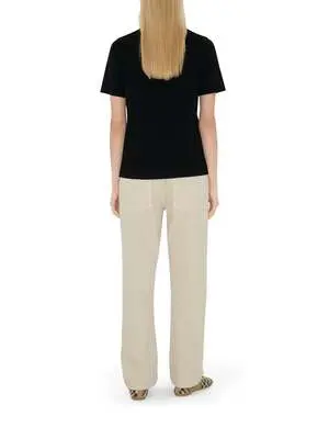 Burberry Cotton T-shirt With Check Application - Black