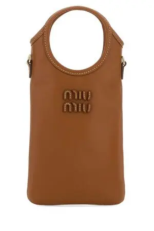 Miu Miu Miu Miu Women Caramel Leather Phone Case Brown
