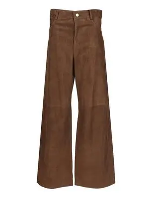 Max Mara Wide-leg Suede Trousers - Brown