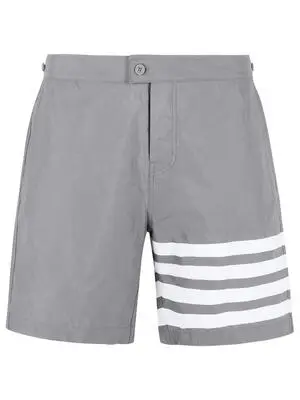 Thom Browne Swim Tech 4 Bar' Grey Nylon Swimsuit - Gray