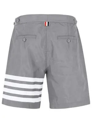 Thom Browne Swim Tech 4 Bar' Grey Nylon Swimsuit