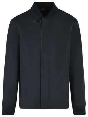 FAY Cotton Blend Microfaille Bomber Jacket - Blue