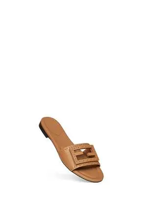 Fendi Tan Leather Baguette Slides