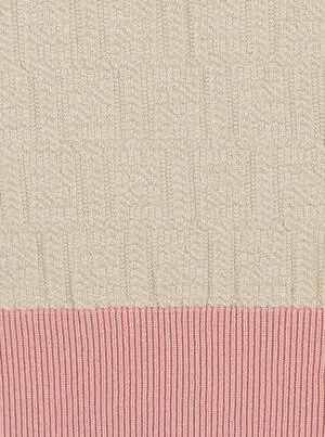 Fendi Beige Long-sleeved Sweater With V-neck And All-over Ff Motif In Cotton - Multicolor
