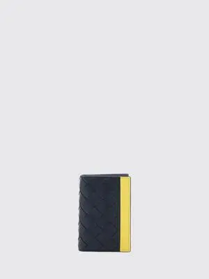 Bottega Veneta Bifold Card Holder In Bicolour Intrecciato Nappa Leather - Blue
