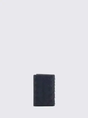 Bottega Veneta Bifold Card Holder In Bicolour Intrecciato Nappa Leather - Blue