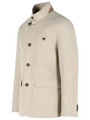 FAY Racing' Beige Cotton And Nylon Faille Jacket