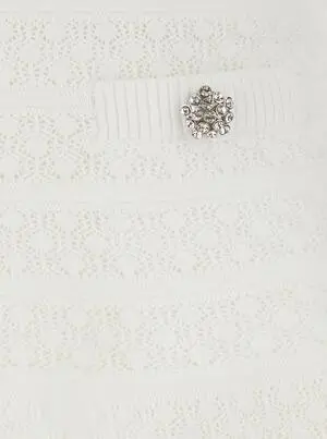 SELF-PORTRAIT White Pointelle Knit Mini Skirt