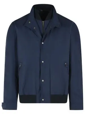 FAY Cotton And Nylon Faille Bomber Jacket - Blue