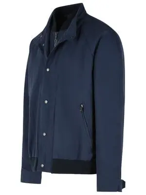 FAY Cotton And Nylon Faille Bomber Jacket - Blue