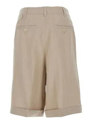 Jacquemus Linen Blend Shorts With Turn-up Hem - Multicolor