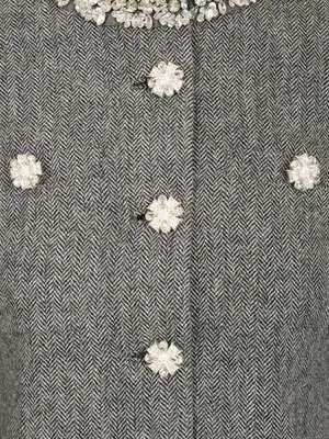 SELF-PORTRAIT Herringbone Jacket With Crystal Trim
