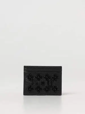 CHRISTIAN LOUBOUTIN Kios Hammered Leather Credit Card Holder - Black