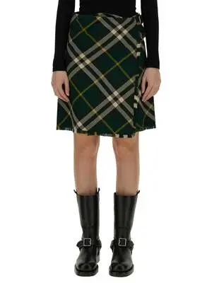 Burberry Wool Mini Skirt - Green