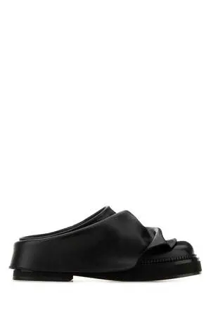 Attico Leather Mini Robin Slippers - Black