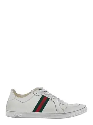 Gucci Coda' White Low Top Sneakers With Web Detail On The Side In White Leather For - Multicolor