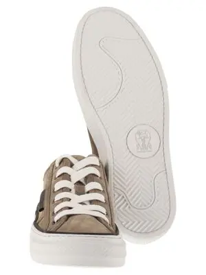 Brunello Cucinelli Suede Trainers With Shiny Tab