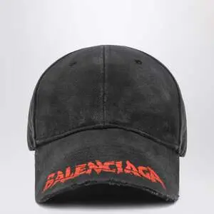 Balenciaga Cotton Drill Baseball Cap With Logo - Black