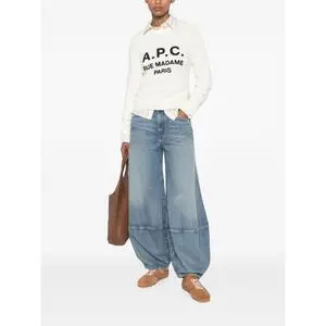 A.p.c. Virgin Wool Crew Neck Logo Knitwear Jumper - White