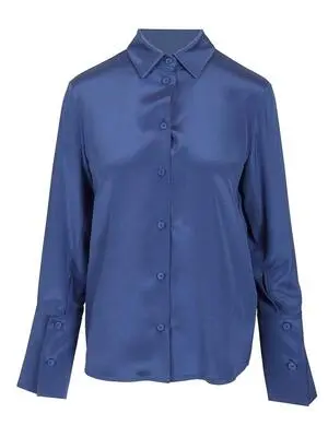 Max Mara Oversized Silk Crepe De Chine Voliera Shirt - Blue