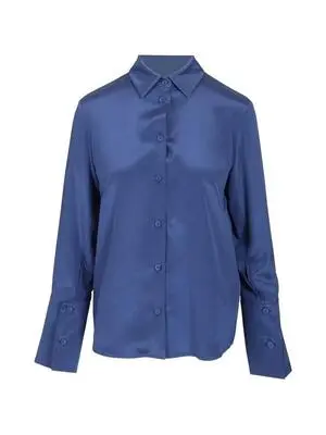 Max Mara Oversized Silk Crepe De Chine Voliera Shirt - Blue