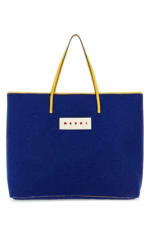 Marni Felt Medium Janus Shopping Bag - Blue