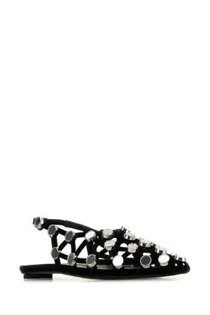 Attico Suede Grid Ballerinas - Black