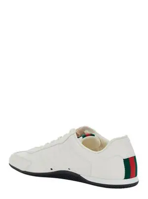 Gucci Elan Leather Sneakers With Web Detail - White