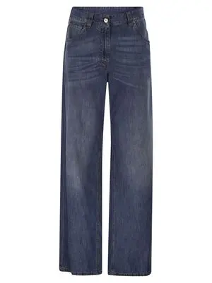 Brunello Cucinelli Wide-leg Cotton Jeans - Blue