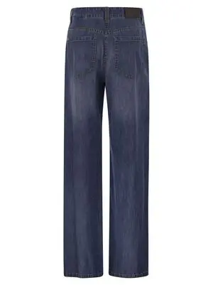 Brunello Cucinelli Wide-leg Cotton Jeans - Blue
